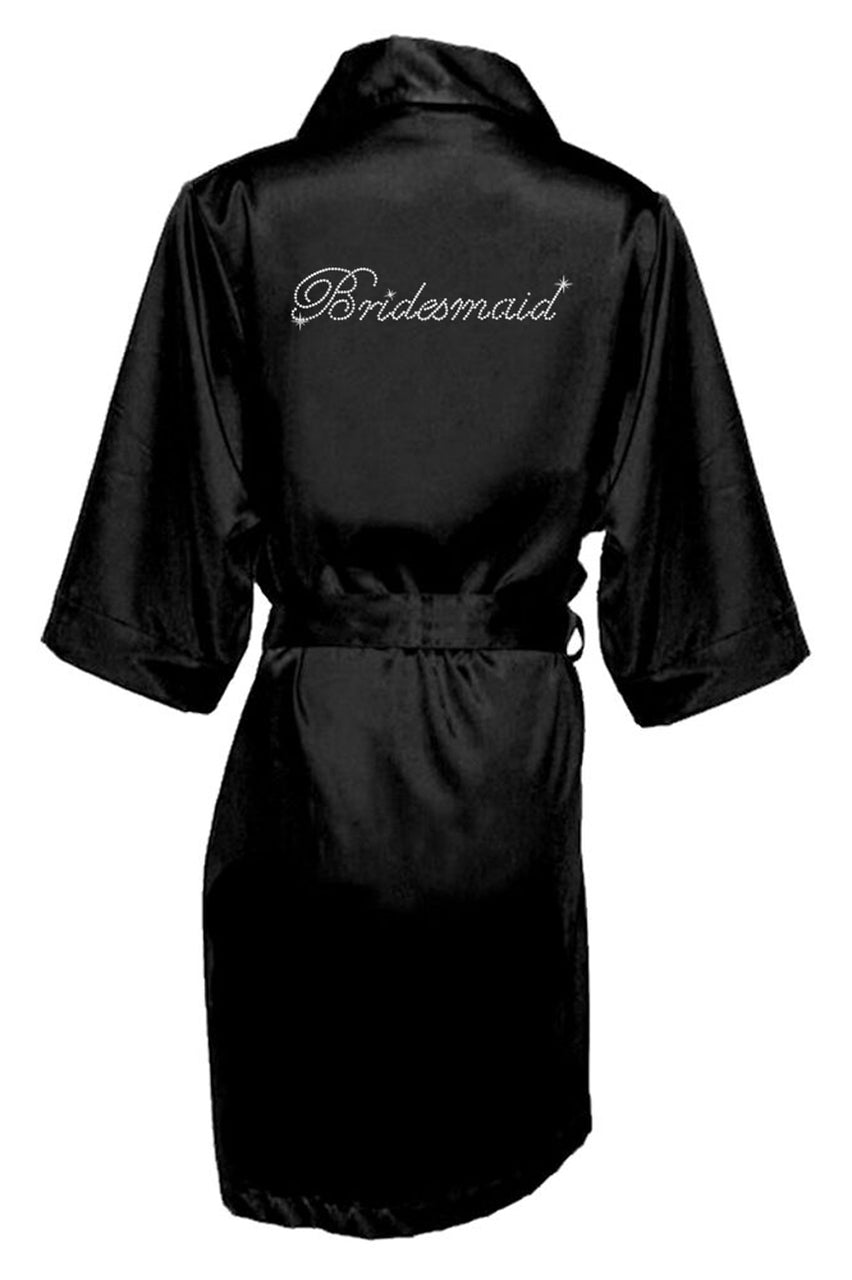 RHINESTONE BRIDESMAID SATIN ROBE – Victoria Couture